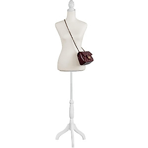 Female Dress Form Mannequin Torso Manikin Body with Adjustable Tripod Stand for Sewing Dressmakers Dress Jewelry Display (Beige)