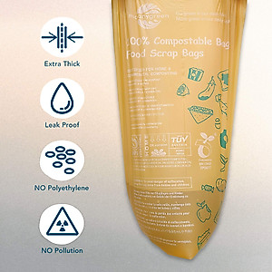 Moonygreen Compostable Trash Bags 13 Gallon, Tall Kitchen Heavey Duty Food Waste Bags, Extra Thick, Certified US BPI ASTM D6400, 49.2 Liter, 50 Count