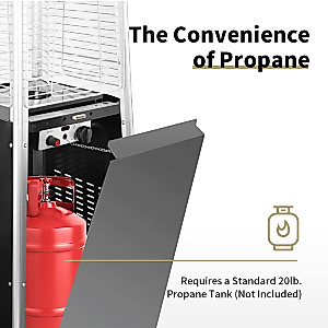 Patio Heater, KEZATO Outdoor Pyramid Patio Heater with Cover and Wheels 42000 BTU Glass Tube Propane Heater for Commercial and Residential Use Black