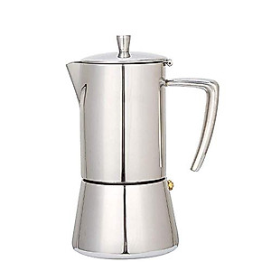 VBNCUUIOPO 300ML 6-cup Stainless Steel Stovetop Moka Espresso Maker Percolator Moka Pot Wide Bottom Home Hand Coffee Tea Pot Kettle for Gas Electric and Ceramic Stovetops Tea making