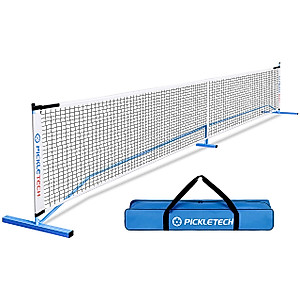 PICKLETECH Portable Pickleball Net Outdoor 22FT Regulation Size Set 3.0 Reinforced Version (Blue)