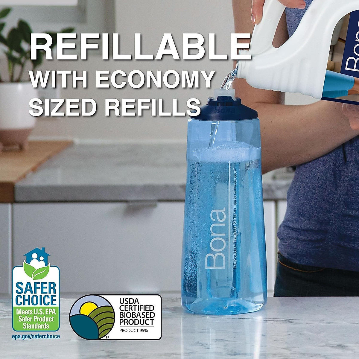 Bona Hardwood Floor Cleaner Refillable Spray Mop Cartridge, 34 Fl Oz