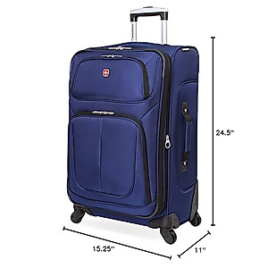 SwissGear Sion Softside Expandable Luggage, Blue, Checked-Medium 25-Inch