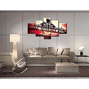 Canvas Art Wall Decor Football Club - You'll Never Walk Alone Picture Poster Framed Artwork 5 Piece Wall Art Room Decoration Ready to Hang(60''Wx32''H)