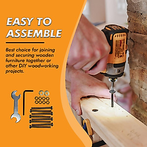 Kings Brand Furniture Bed Frame Hardware Set - Heavy Duty Hardware for Bed Frame to Attach Headboard & Footboard - Screws for Metal Bed Frame - Furniture Screws Bolts Washers - 42 Pcs