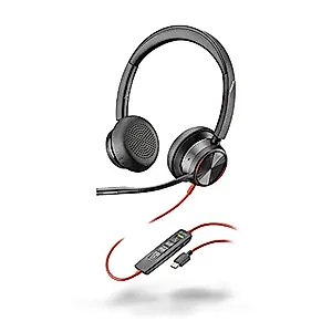 Poly (Plantronics + Polycom) Blackwire 8225 Wired Headset with Boom Mic (Plantronics) - Dual-Ear (Stereo) - USB-C to Connect to Your PC/Mac - Works with Teams, Zoom & More, (214407-01)