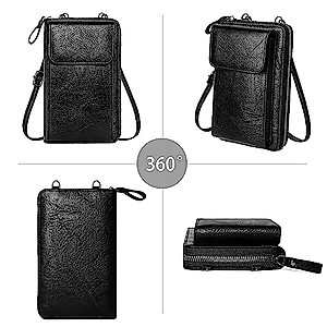 FEITH&FELLY Small Cell Phone Purse Crossbody Bag PU Leather Wallet Purse for Women with Card Slots