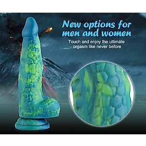 Wildolo Vibrator App Dildo 9.6'' Monster Color Silicone Dildo Realistic Adult Toy Fantasy Strong Suction Cup Dildo,Green,A43-M