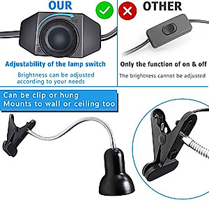 Reptile Heat Lamp, UVA UVB Reptile Light Basking Spot Lamp, Turtle Aquarium Tank Heating Lamps Holder & Switch Fixture for Aquatic Turtles Tortoise Snake Lizards Terrarium Amphibian with 3 Heat Bulbs