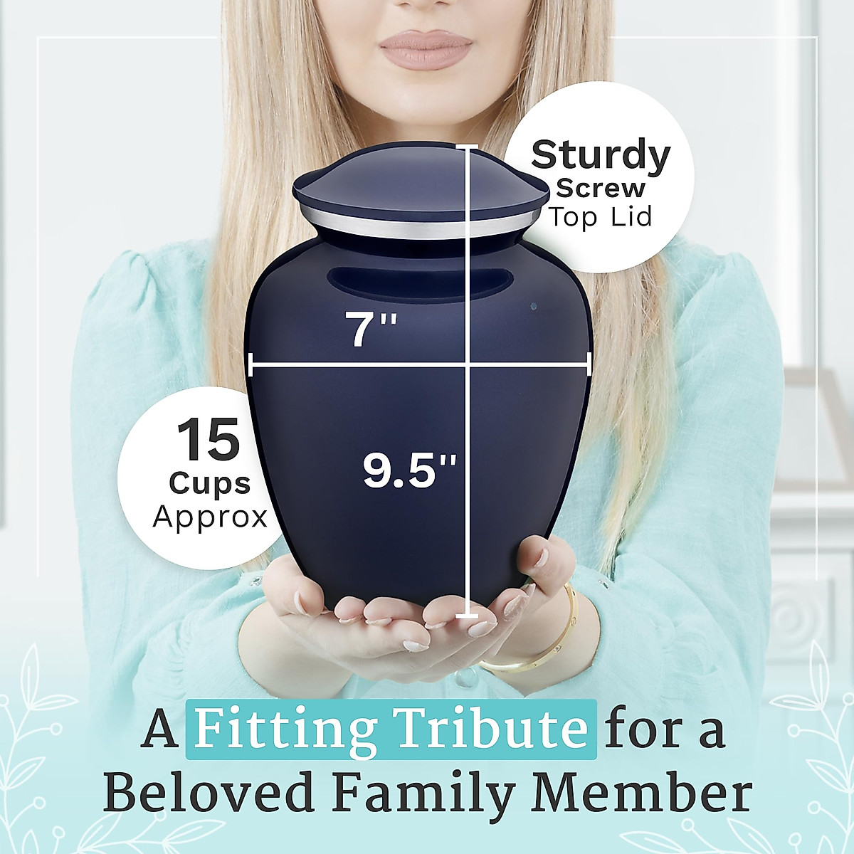 GetUrns Embrace Personalized Skull Adult Cremation Urn with Custom Engraving for Human Ashes for Funeral, Burial, Niche or Columbarium–200 Cubic Inches–Urns for Adult Ashes (_Cobalt Blue Double Sided)