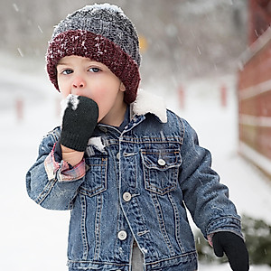 MENOLY 15 Pairs Kids Toddlers Magic Stretch Mittens Solid Color Winter Warm Kids Knit Gloves for Boys and Girls