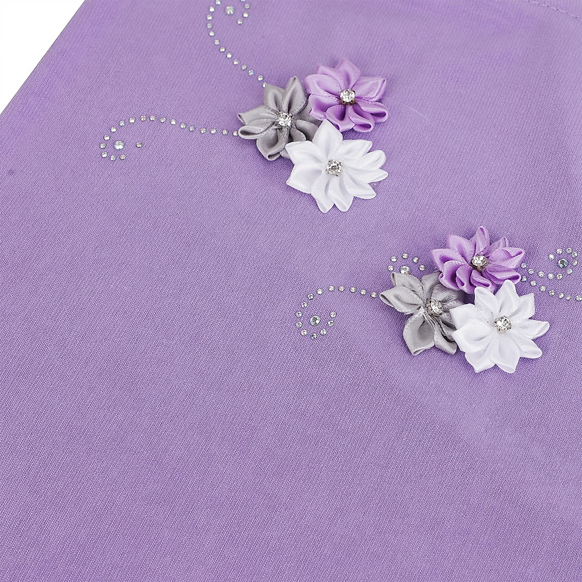 Ylucky Muslim Hijab Head Scarf Ice Silk Headwear Floral Kids Amira Hijab Islamic Head Wrap for Age 2-6 Years Girls (purple (6 flowers))