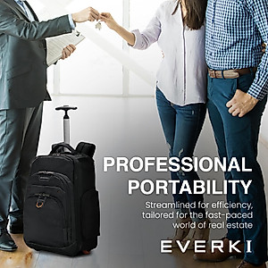 EVERKI (EKP122) Atlas Wheeled Laptop Backpack Adjustable Compartment, Business Professional,Black,13-Inch to 17.3-Inch