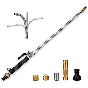 High Pressure Power Washer Wand, Extendable Hydro Jet Water Hose Nozzle Watering Sprayer, Garden Watering Wand for Patio Car Pet Window Gutter Cleaning Tool (Black)