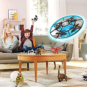 HR Mini Drones For Kids,RC Drone For Beginners With Neno Light,RC Helicopter Quadcopter With Altitude Hold,360° Rotating,Shinning Led Lights,2 Batteries,Kids Gifts Toys For Boys Girls (Blue)