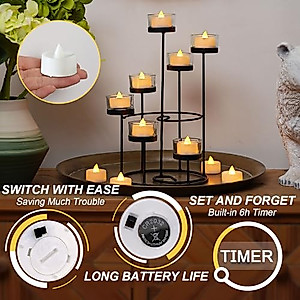 BEICHI Flameless TeaLights Candles with Timer,6 Hours On and 18 Hours Off in 24 Hours Cycle Automatically,Pack of 12 Battery Operated LED Tea Lights Flickering Votive Candles Timer Warm Yellow Light