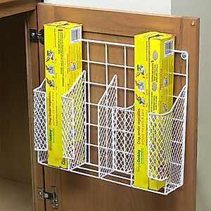 Home Basics Organizer Rust Resistant, Perfect for Food Storage, Silver Foil, Wax Paper, Sandwich Bags, Plastic Wrap-Mounts