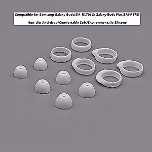 12pcs Galaxy Buds Plus SM-R175 Eartips Set Anti Slip Earhooks Kit Replacement,Silicone Earbuds Wingtips for Samsung Galaxy Buds 2019 SM-R170-White