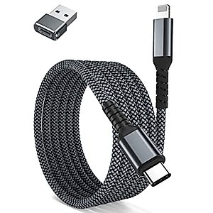 Basesailor USB C to Lightning Charger Cable 10ft with USB Adapter,Apple MFI Certified iOS Type C Power Delivery PD Fast Charging Cord for iPhone 11 12 13 14 Mini Pro Max,SE,iPad 8 9 8th 9th Generation