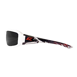 Edge TXB216-S Brazeau Polarized Wrap-Around Safety Glasses, Anti-Scratch, Non-Slip, UV 400, Military Grade, ANSI/ISEA & MCEPS Compliant, 5.04" Wide, Black & Gray Winged Skull Frame/Smoke Lens