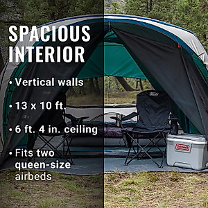 Coleman Cabin Camping Tent with Screened Porch, 4/6 Person Weatherproof Tent with Enclosed Screened Porch Option, Includes Rainfly, Carry Bag, Extra Storage, and 10 Minute Setup