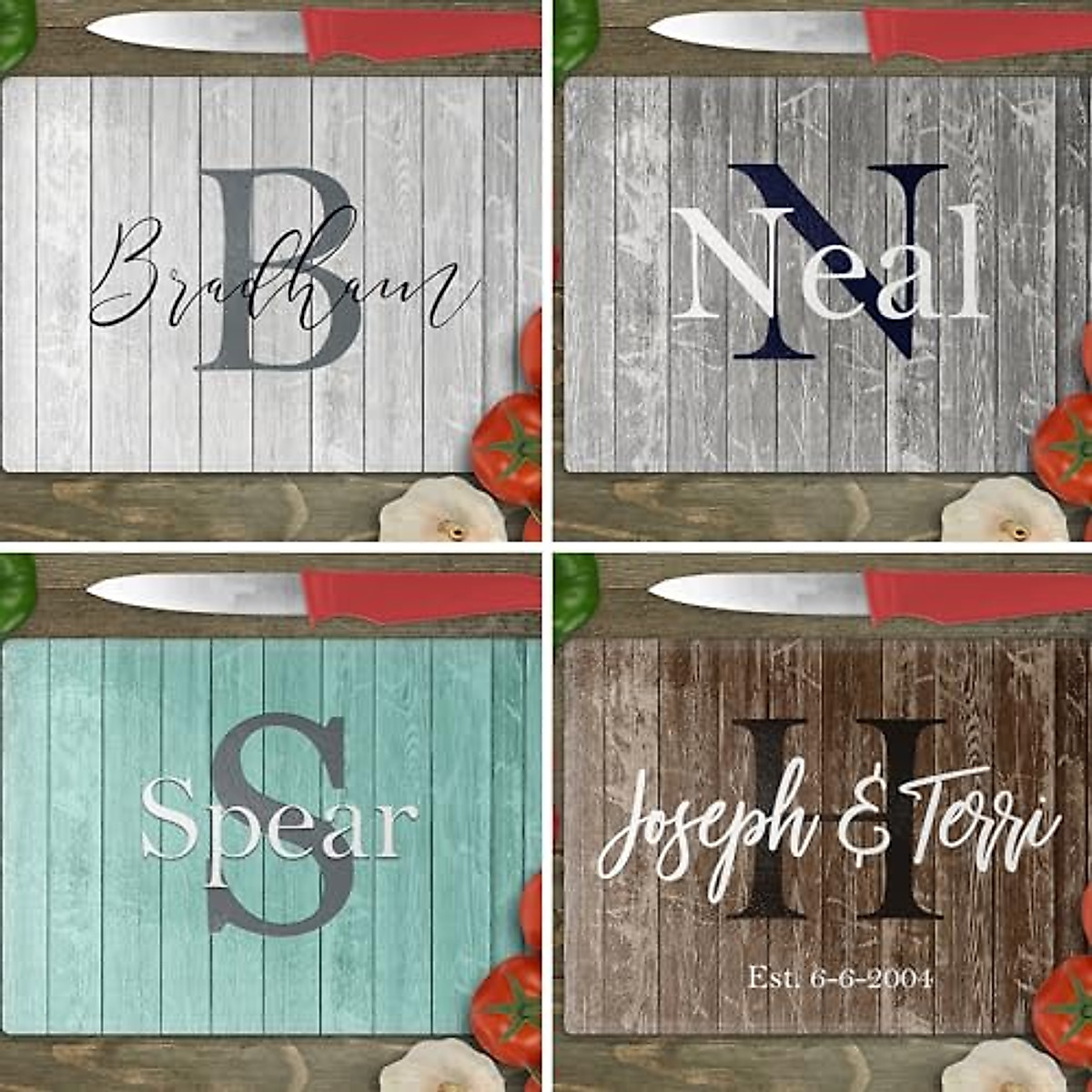 Personalized Tempered Glass Cutting Board Wedding Gift from The Painted Pug | Custom Anniversary Gift for Couples | Customized Housewarming Real Estate Gift Idea