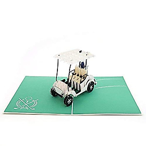 Liif Golf Cart Greeting Pop Up Card for All Occasions, Retirement, Happy Birthday Card, Fathers Day Card, Golf Gifts for Men, Women, Novelty Gifts, Unique Gifts for Golfer Fans Coworker