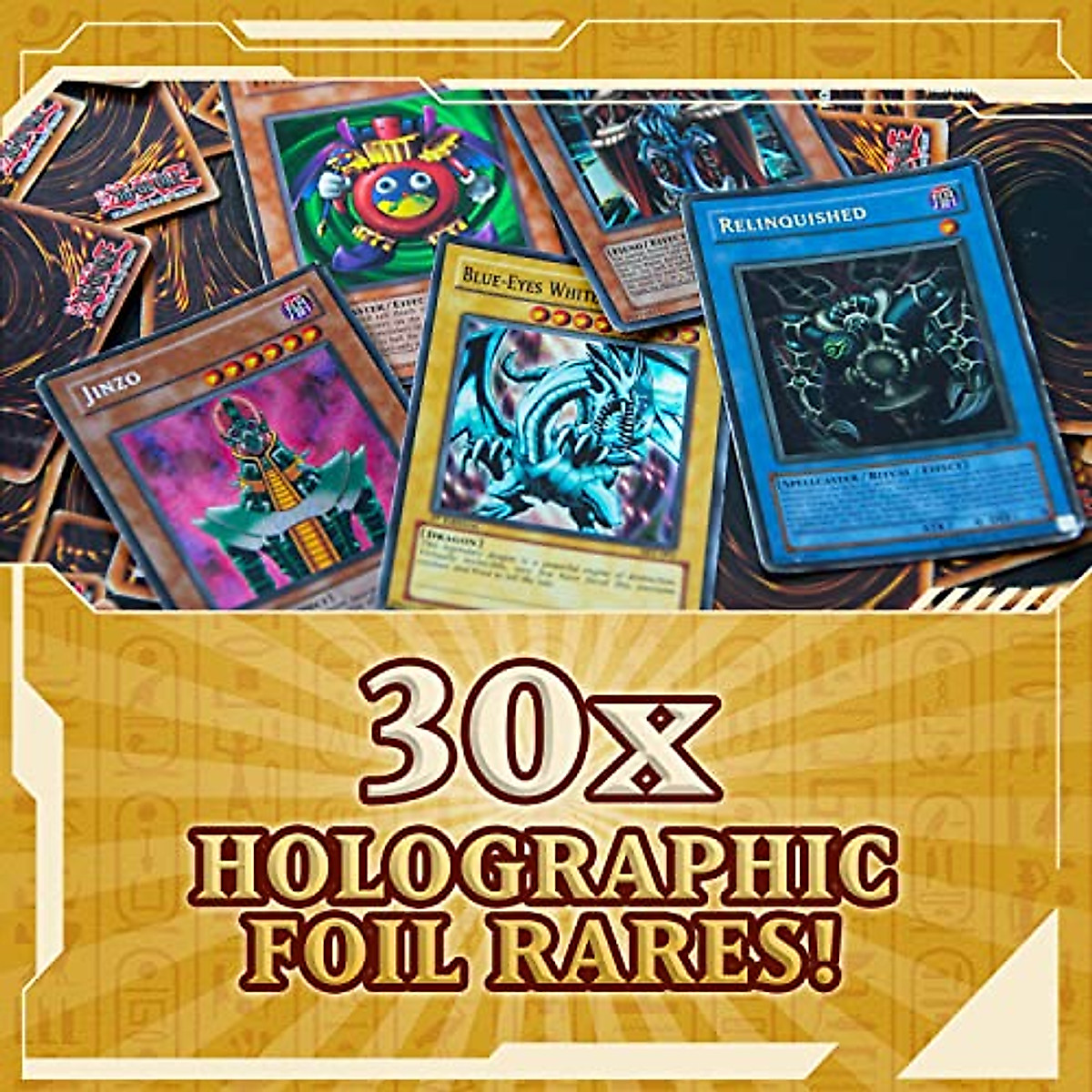 Yugioh Holo Foil Rares Collection | 30x Holographic Foil Rares + 70 Additional Cards| 100x Total Cards | Guaranteed Authentic | Includes Cosmic Gaming Collections Deck Storage Box
