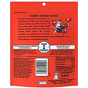 TEMPTATIONS Cat Treats Rockin' Lobster Flavor, (10) 6.3 oz. Pouches , 10 count