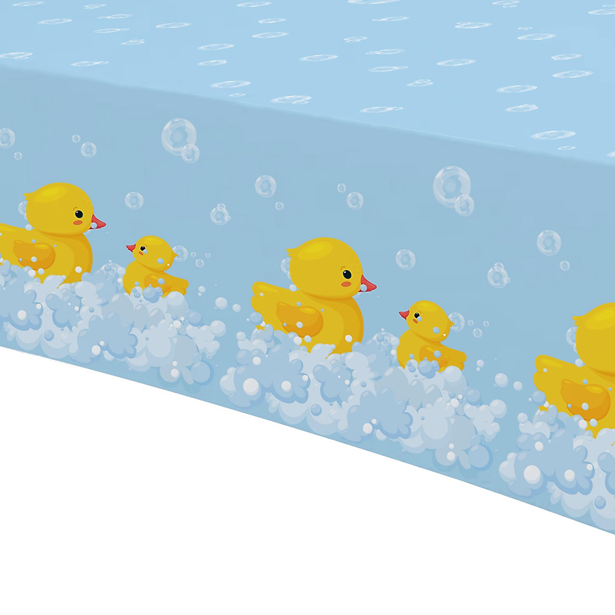 APOWBLS Rubber Duck Party Decorations Tablecloth - Disposable Duck Party Supplies Table Cover, Bubble Bath Rubber Duck Theme Table Cloth for Birthday Baby Shower - 3 Pack (54in x 108in)