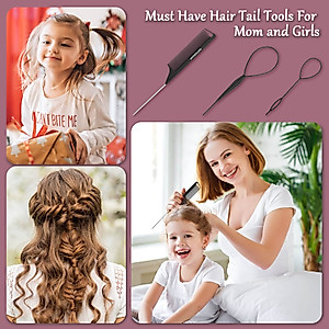 Topsyhair Braiding Tools - 4 Pack Hair Styling Combo: Tail Combo, 2 French Braid Loops (Black)