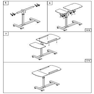 COSDACE Foldable Laptop Table for Sofa, Adjustable Height Desk Table Workstation Rolling Table, Portable Overbed Mobile Computer Table with Wheeled & Metal Frame for Home, Office, Study