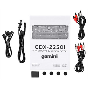 Gemini CDX-2250i Pro DJ Dual Two Deck Rack Mount CD/MP3 Media Player w/USB Bundle with RockvilIe RWM1203VHWireless Dual Handheld Microphone System/Digital Display