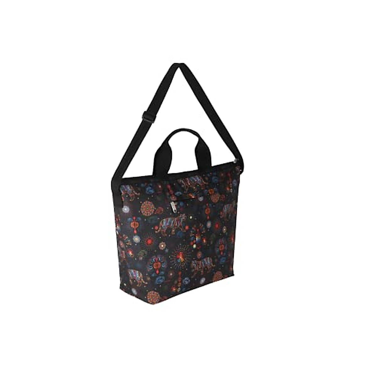 LeSportsac Bright Fortune Deluxe Easy Carry Tote Crossbody + Top Handle Handbag, Style 4360/Color E476, Festive Graphics Artfully Arranged Celebrate Year of the Tiger, Evoking Optimism & Strength