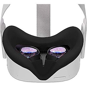 RGEEK VR Silicone Face Cover for Quest 2 VR Headset Sweat-Proof Lightproof Non-Slip Washable Replacement Face Pads Quest 2 Accessories(Black)