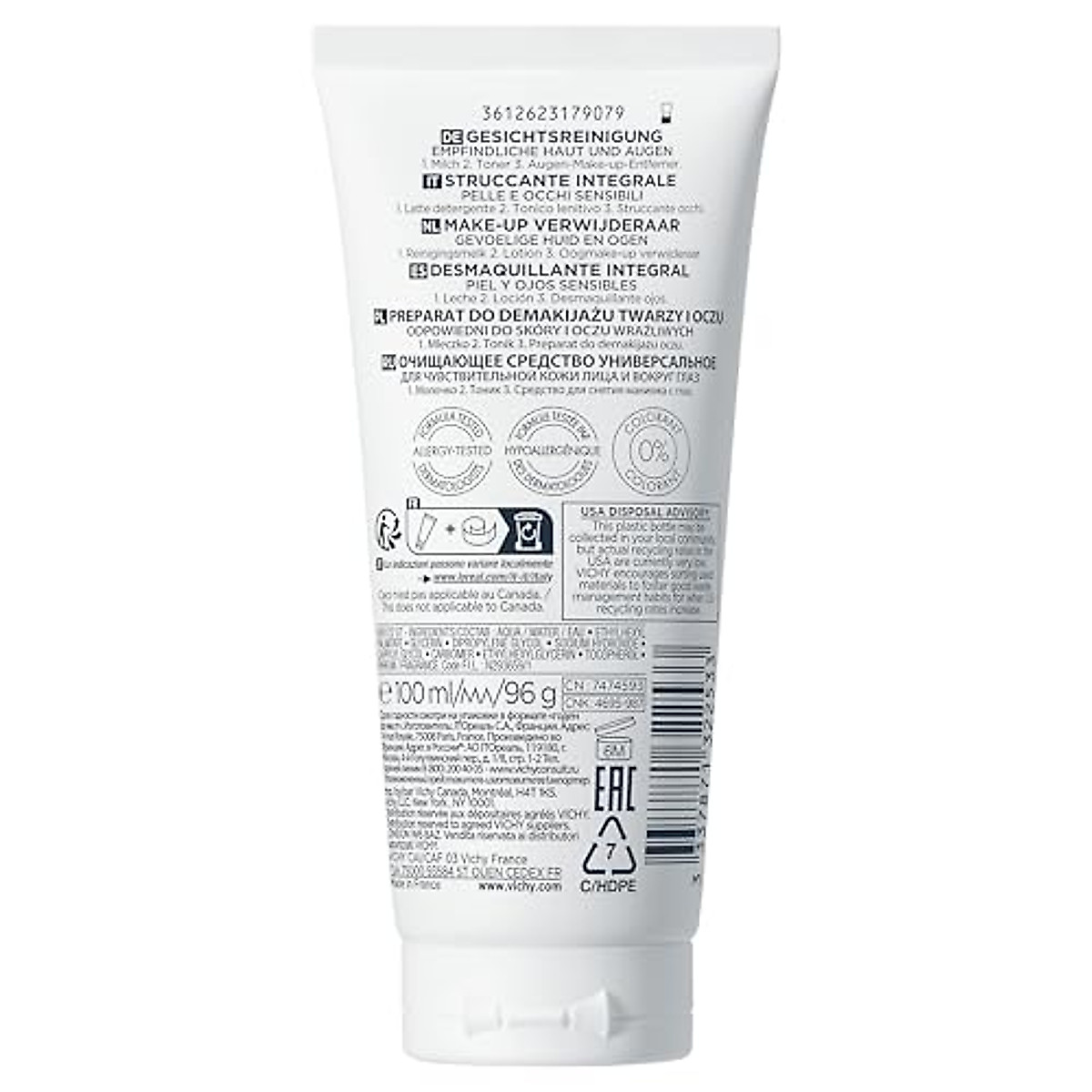 Vichy Pureté Thermale One Step Cleanser | Face Wash + Toner + Makeup Remover | No Rinse Required | Gentle Eye Makeup Remover | Suitable For Sensitive Skin & Contact Lenses | Non-Oily | Alcohol Free