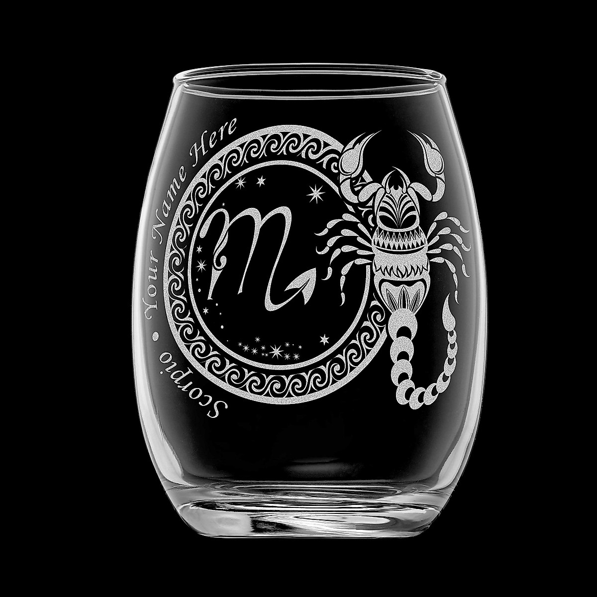 We Love Horoscope Personalized YOUR NAME HERE Laser Engraved STAR SIGN Wineglass (15oz) (SCORPIO)