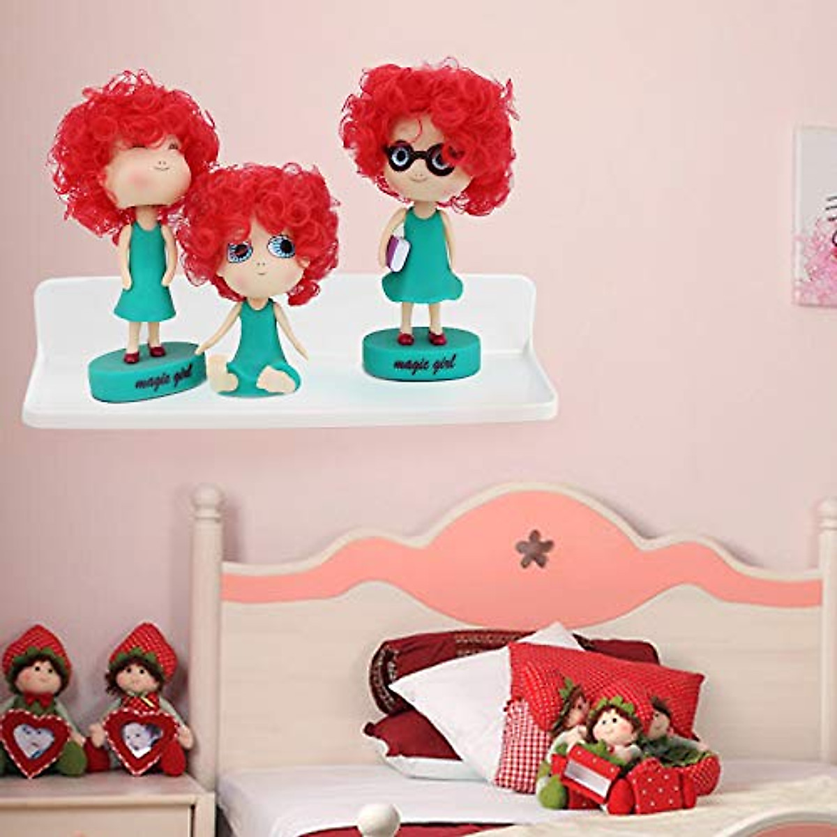 Wall Mounted Small Floating Shelf Stick On Wall Shelves for Bedroom,Kitchen,Bathroom Bedside Shelves to Display Speakers,Photo Frame,Watch,Keys,Cosmetics-Damage Free-Plastic-White(1Pcs/Set)