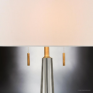 Urban Ambiance Luxury Contemporary Table Lamp, 17''W x 17''D x 30''H, with Minimalist Elements, Clear and Aged Brass Finish and a White Faux Silk Hardback Shade, UEX7270