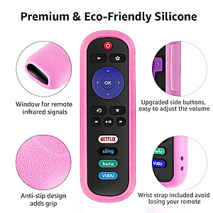 [3Pack] Roku Remote Cover Silicone Protective Sleeve Skin, Battery Cover for TCL Roku Smart TV Steaming Stick Remote, Controller Case Glow in The Dark (Green Blue Pink)