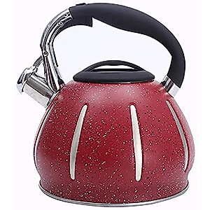 Tea Kettle Whistling Tea Pots Red Stainless Steel Whistling Tea Kettle Camping Kettles with Heat-Resistant Handle for Tea Coffee Milk Chihen220114(Color:Red;Size:3L)