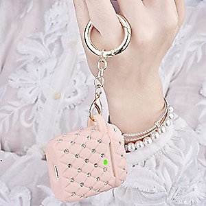 CAGOS for Airpod Case 2nd/1st Generation, Cute Rhinestone Earpods Case Protective Cover Accessories Keychain Compatible with Apple Airpods Gen 2 1st Case Women Girls, Pink