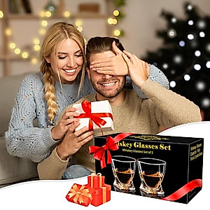 PARACITY Whiskey Glasses Set of 2, Old Fashioned Cocktail Glass, 10 OZ Whiskey Glasses, Bourbon Glasses, Rocks Glasses for Scotch, Liquor Vodka, Bourbon, Whiskey Gifts for Men, Husband, Boyfriend