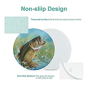 Bass Fishing Cutting Board Tempered Glass Chopping Board for Kitchen Hotel