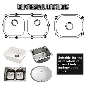 14 Pack Kit Undermount Sink Clips, Sink Bracket Clips for Mounting Undermount Bathroom Kitchen Sinks, Installation Repair Hardware Clips for Providing Excellent Support
