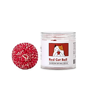 JAYU PET Red Cat Ball - Catnip Inside Cat Toy, Handmade Silvervine Ball Toys for Indoor Cats, Interactive Matatabi Cat Ball Toy, Cat Kitten Toys, Cat Balls (2.7 inch)