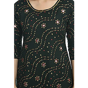 AnjuShree Choice Women Indian Tunic Tops rayon Kurti Dark Green