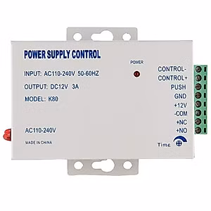 K80 12V 3A Power Supply Control for Video Door Phone System & Video Intercom Input AC 110-240V Support NO/NC Electric Door Lock and Exit Button Video Doorbell Power Supply