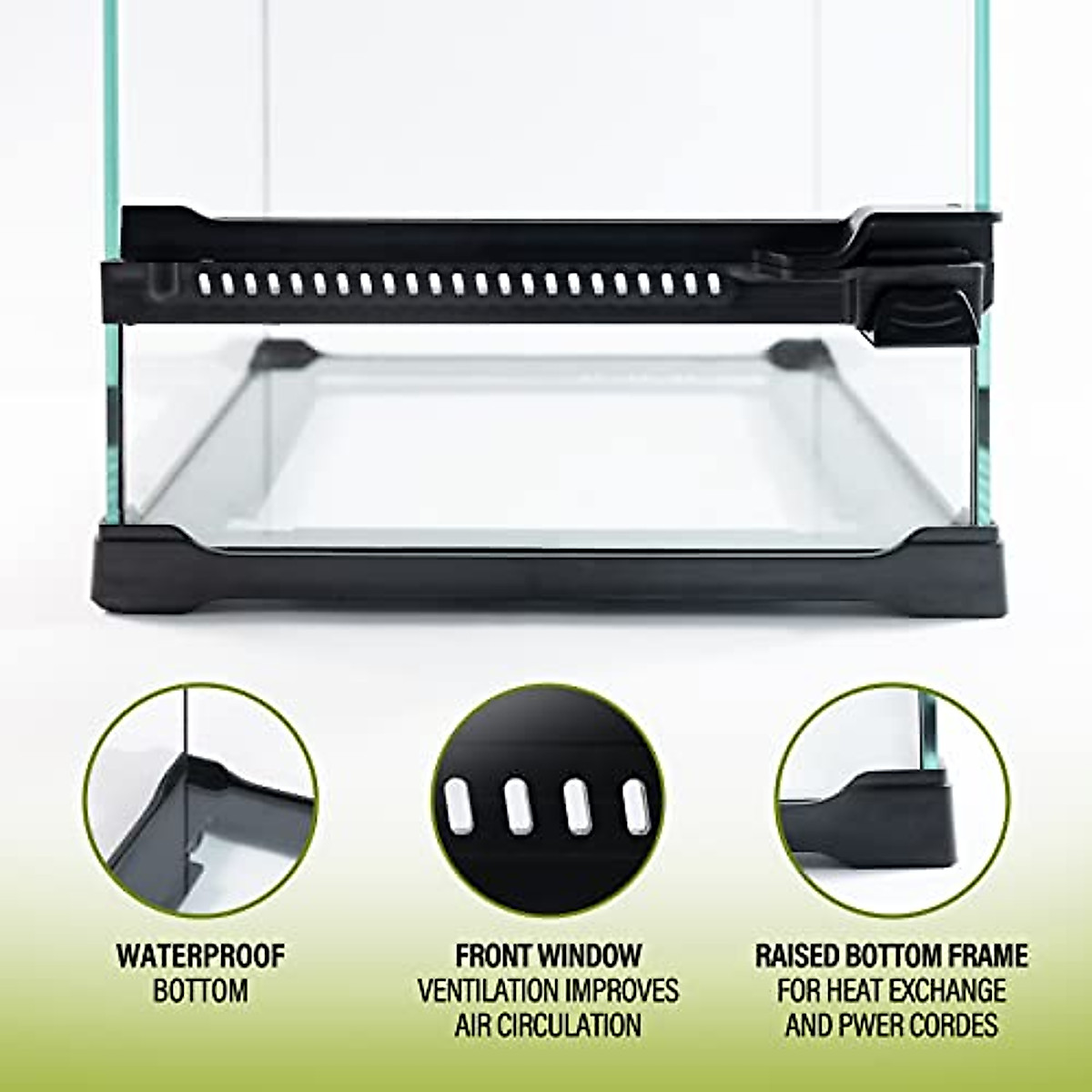 Reptile Tall Glass Terrarium, Vertical Tank Starter Kit, 8x8x12in Mini Front Open Door Cage, Full View Screen Habitat Ventilation Enclosure for Small Chameleon Snake Lizard Amphibians Geckos Frogs