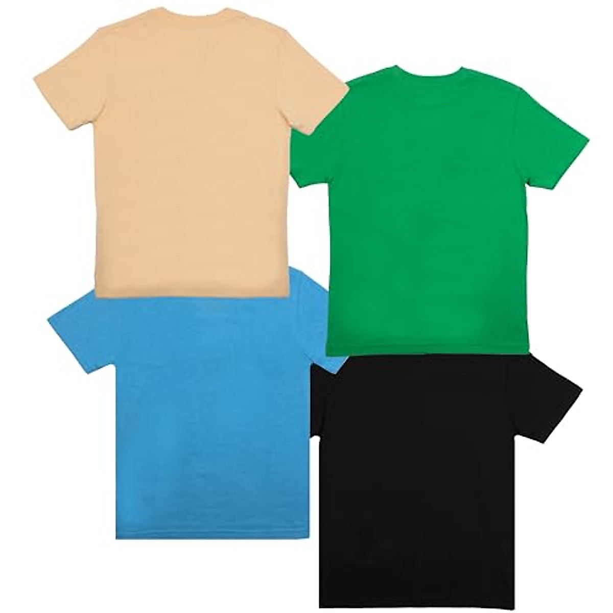 Nintendo Super Mario Bros Boys 4-Pack Short Sleeve T-Shirt Bundle Set for Kids (Size 7, Black/Green/Beige/Blue)